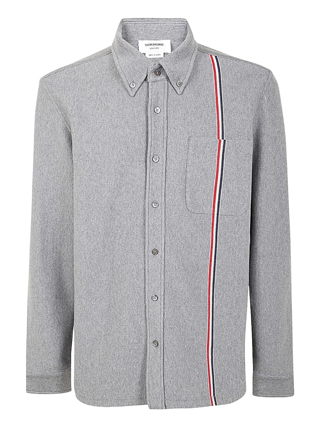 THOM BROWNE Thom Browne Grey Buttoned Jacket with Striped Detail